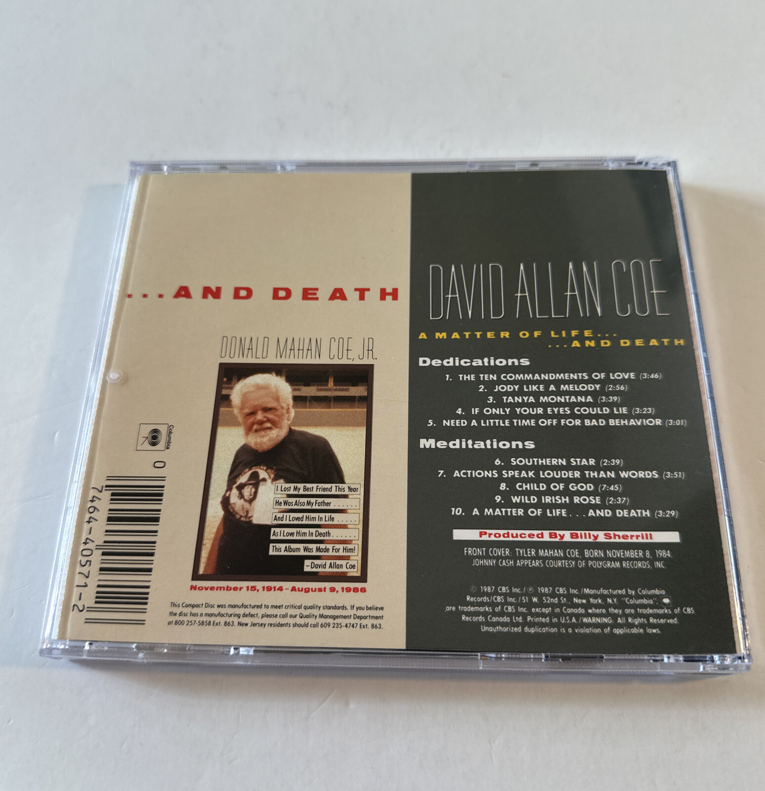 David Allen Coe- A Matter of Life....And Death- Cd | eBay