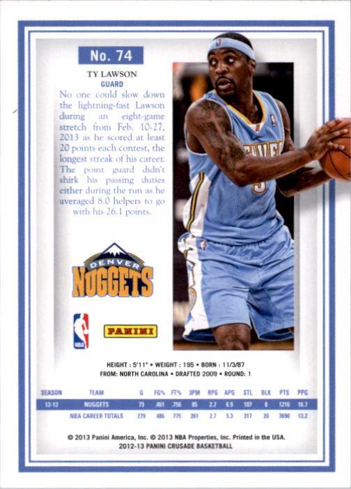 2012-13 Panini Crusade Denver Nuggets Basketball Card #74 Ty Lawson | eBay