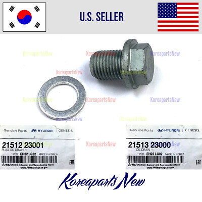 Engine Oil Drain Plug + Washer 2151223001 2151323001⭐OEM⭐ Hyundai Kia ...