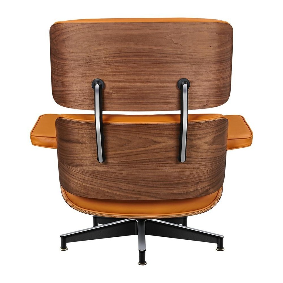 Mid Century Eams Lounge Chair and Ottoman Set Top Grain Leather ...
