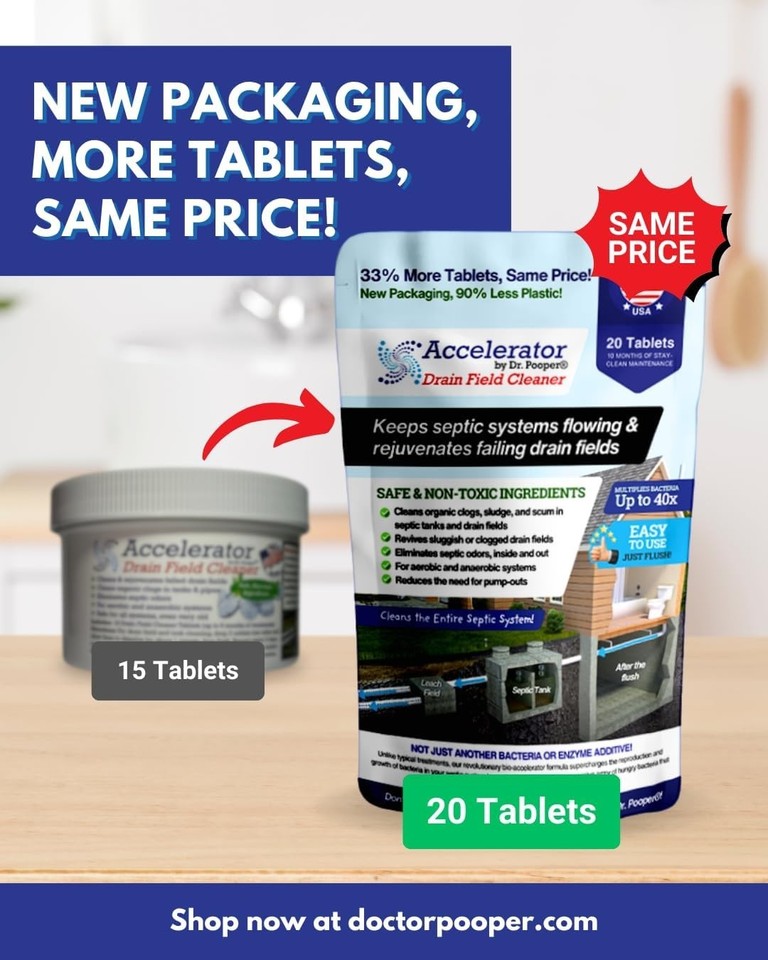 Drain Field Cleaner Tablets by Dr Pooper. Clears Septic Tanks and Drain ...