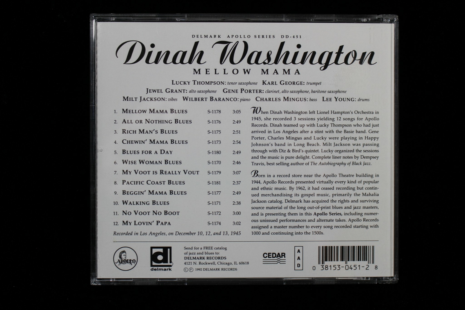 Dinah Washington "Mellow Mama" with Lucky Thompson & Gene Porter - Jazz ...