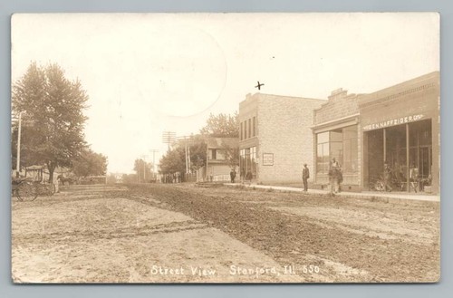Main Street STANFORD Illinois RPPC Antique McLean County Photo Ben ...