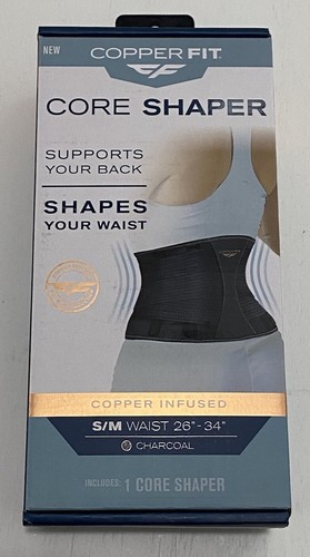 COPPER FIT Core Shaper Back Support S/M Shapes Waist 26"-34", Charcoal ...