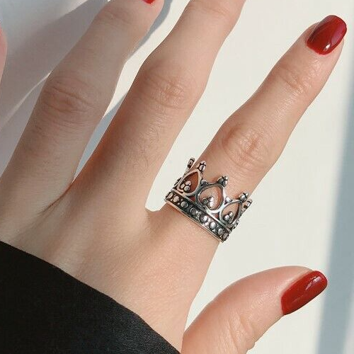GOTHIC CROWN RING TIBETAN SILVER ADJUSTABLE WITH GIFT BAG GOTH /EMO | eBay
