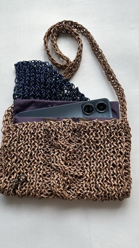 001 Paper Straw Small Assymetric Design Purse With Shoulder Strap Blue ...