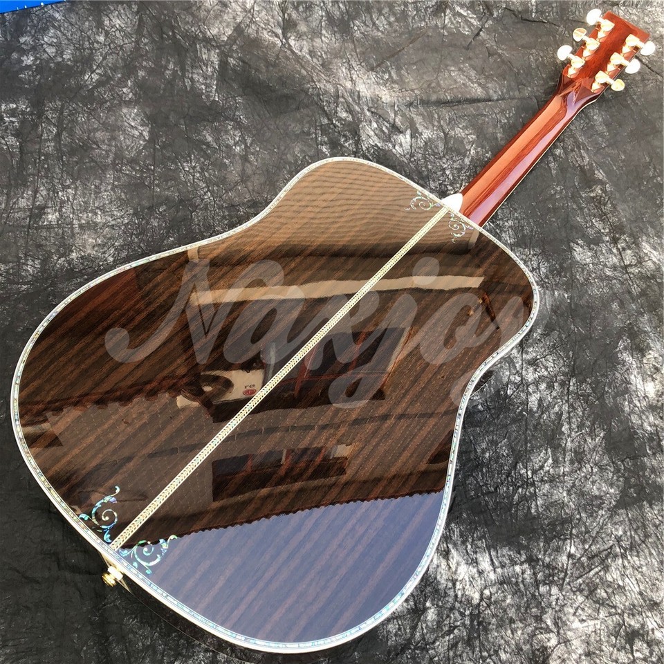 NEW 41 Inch Solid Spruce Acoustic Guitar Abalone Flowers Inlay Rosewood ...