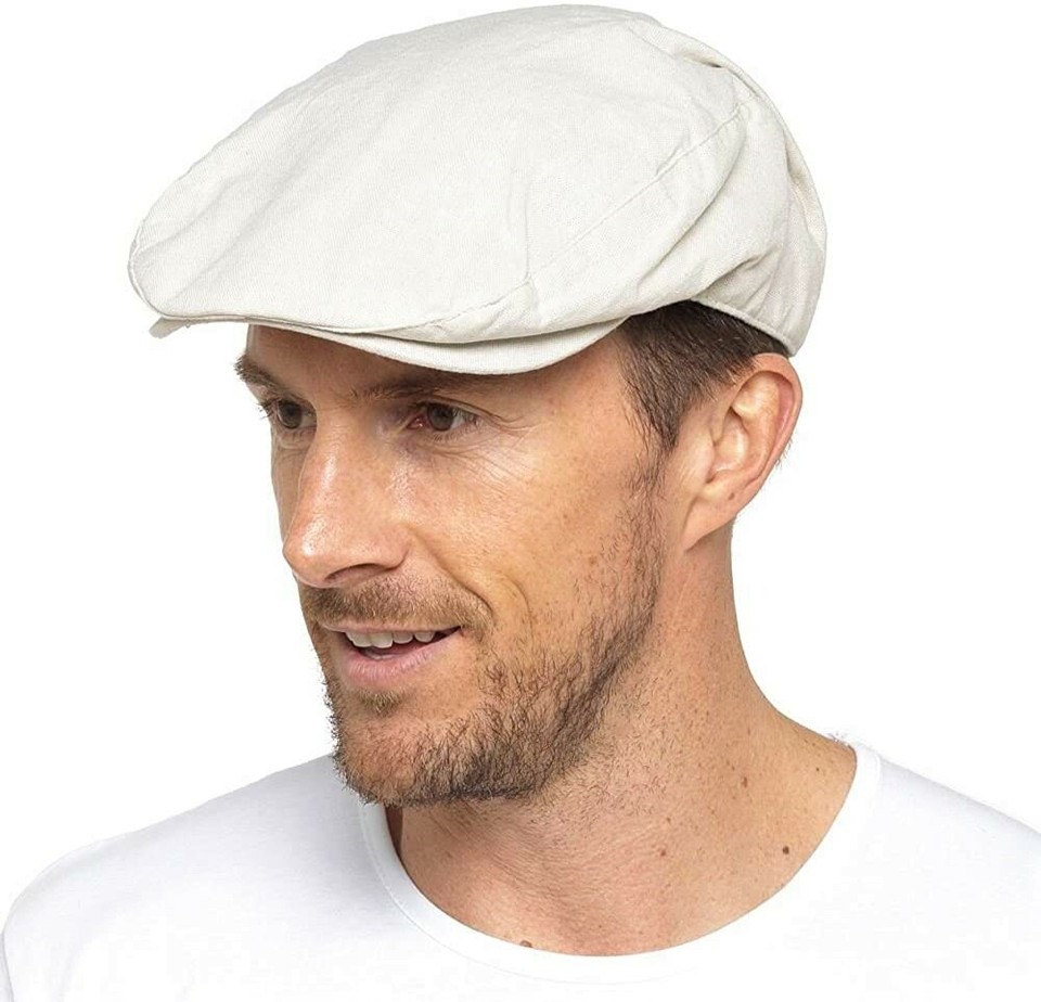 Mens Lightweight Linen Cotton Flat Cap Traditional Peaked Hat Bunnet ...