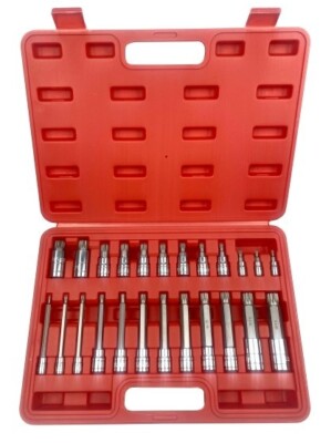 VCT 24pc XZN Long & Short Bit Socket Set S2 STEEL Triple Square W/ Case ...