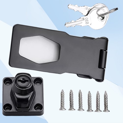 Hasp Lock with Keys Twist Knob Keyed Locking Black Hasp Latch Lock for ...