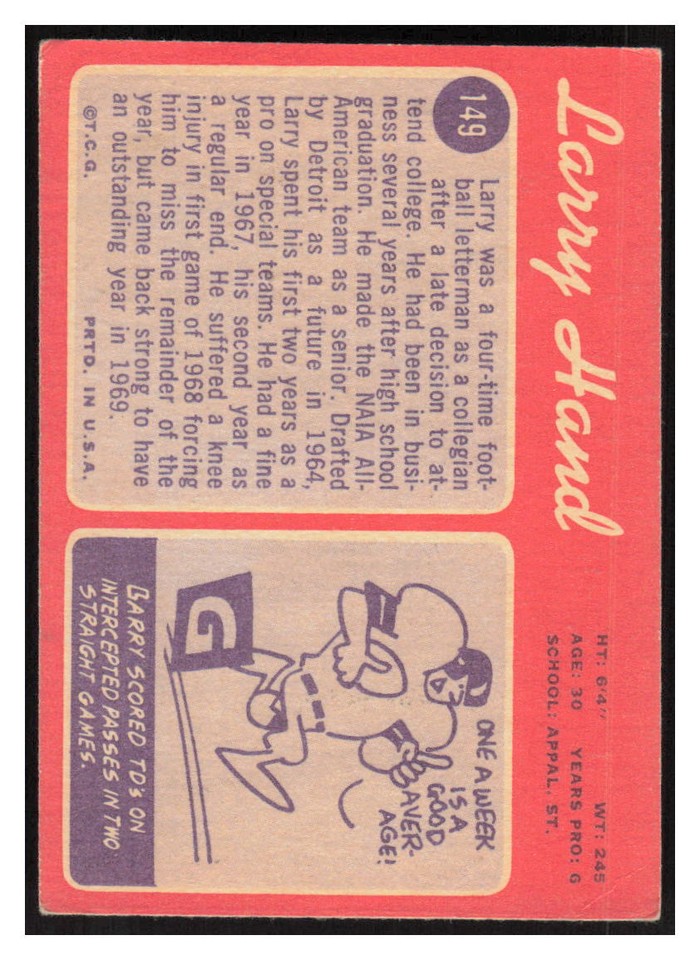1970 Topps #149 Larry Hand | eBay