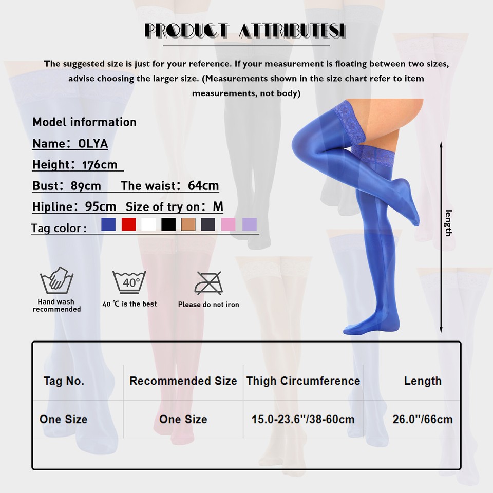 Freebily Womens Shiny Oliy Stockings Opaque Silicone Stay-ups Lingerie ...