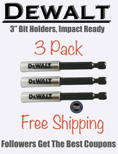 FREE SHIPPING Lot of 3 NEW DeWalt Tough Grip Impact 3" Magnetic Bit Tip ...