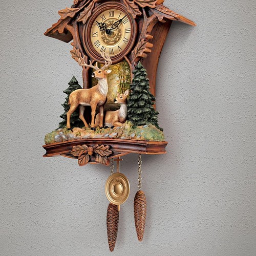 Bradford Exchange Sculpted Deer Cuckoo Clock with Sculpted 10 Point ...