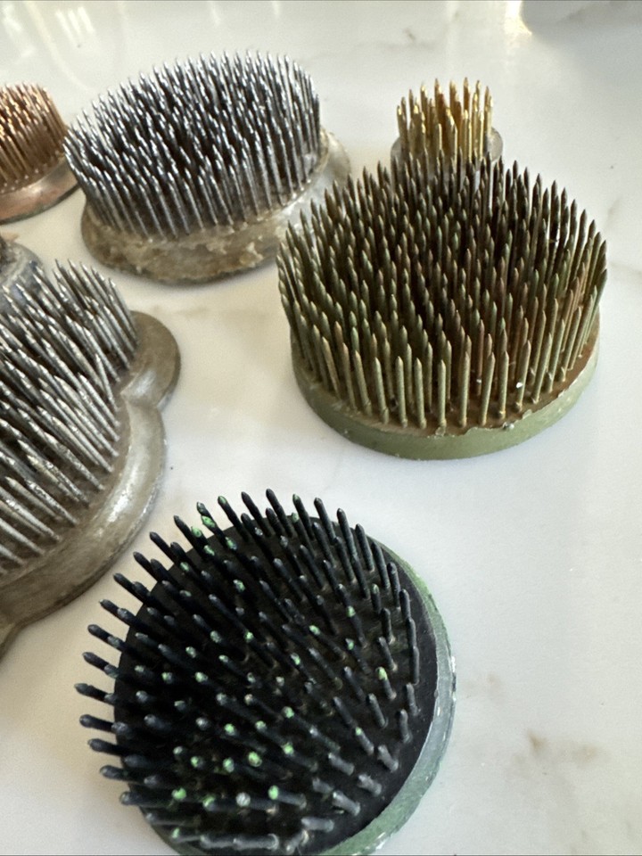 Vintage Lot of 9 Floral Metal Spike Flower Frog ~ HTF Small ~ 1” - 3 ...