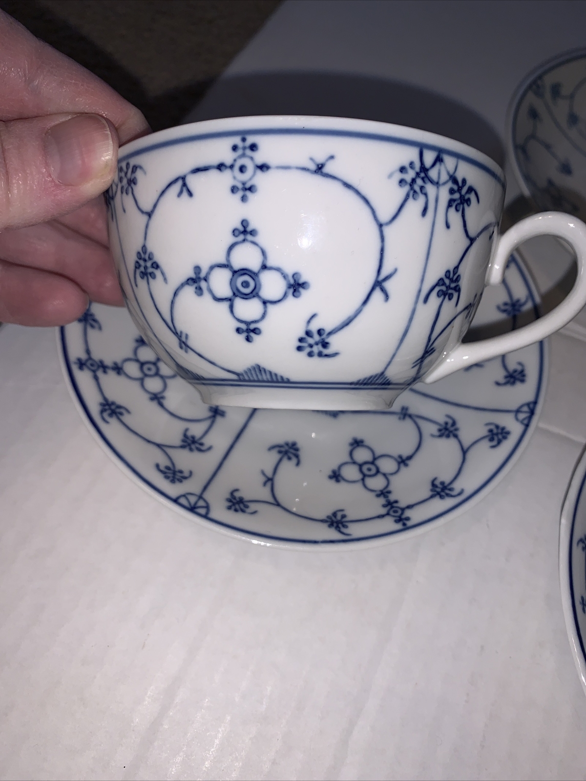 Winterling STRAWFLOWER 9 Pc Lot Blue White Vegetable Bowl Tea Cups ...