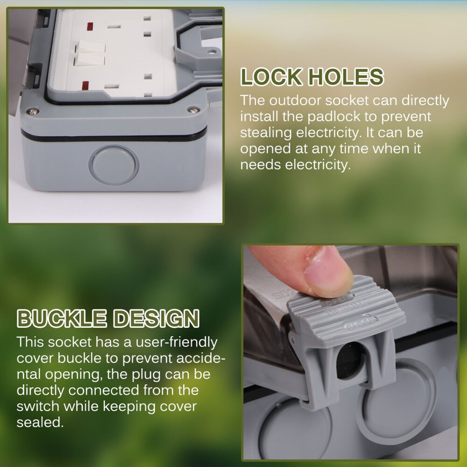 Waterproof Outdoor Garden Extension Lead Socket Box IP66 Rated 3m 6m ...