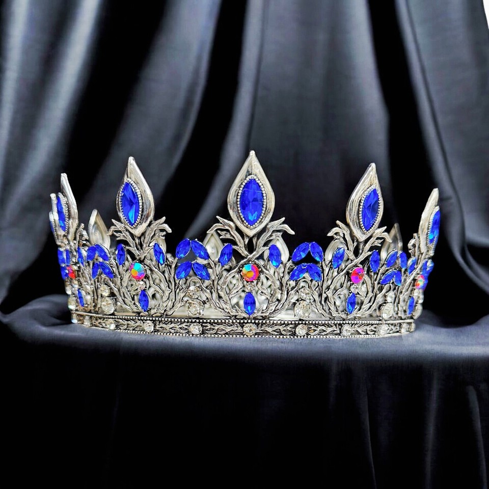 Royal Prince Diadem, Blue Crystal Medieval, Men's Crown, Regal Silver ...