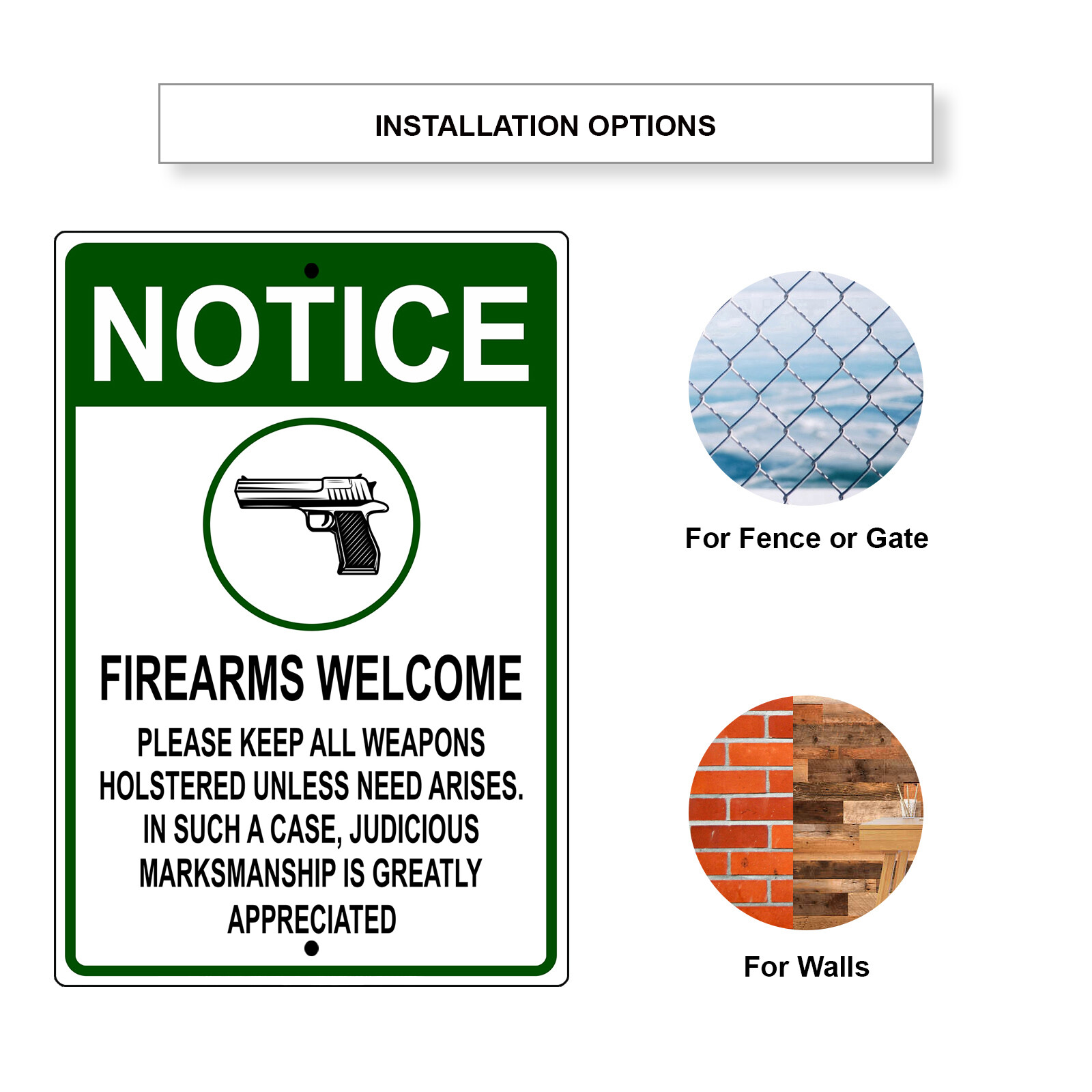 Notice Firearms Welcome Gun Safety Keep Weapons Holstered Aluminum ...