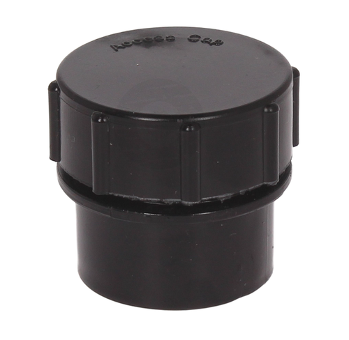 BLACK 32mm 36mm Solvent Weld Glue Waste Pipe Screwed Access Cap Rodding ...