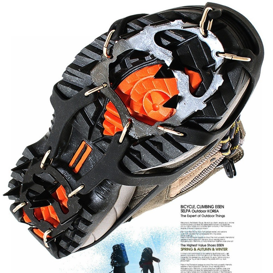 18 Tooth Steel Ice Spikes for Shoes Anti Slip Hiking Climbing Accessory ...