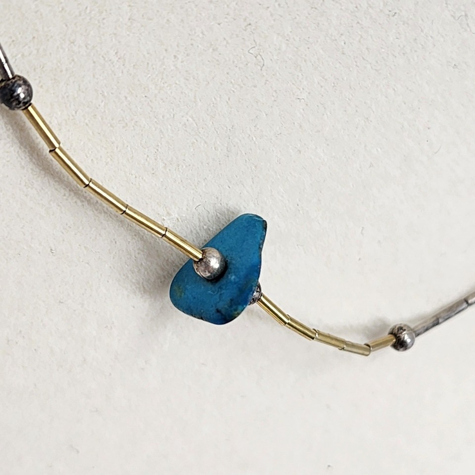 Sterling Silver Gold Native American Genuine Raw Turquoise Necklace | eBay