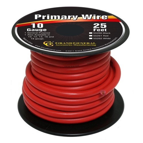 Grand General 55261 Red 10-Gauge Primary Wire 25 Ft 760479552614| eBay