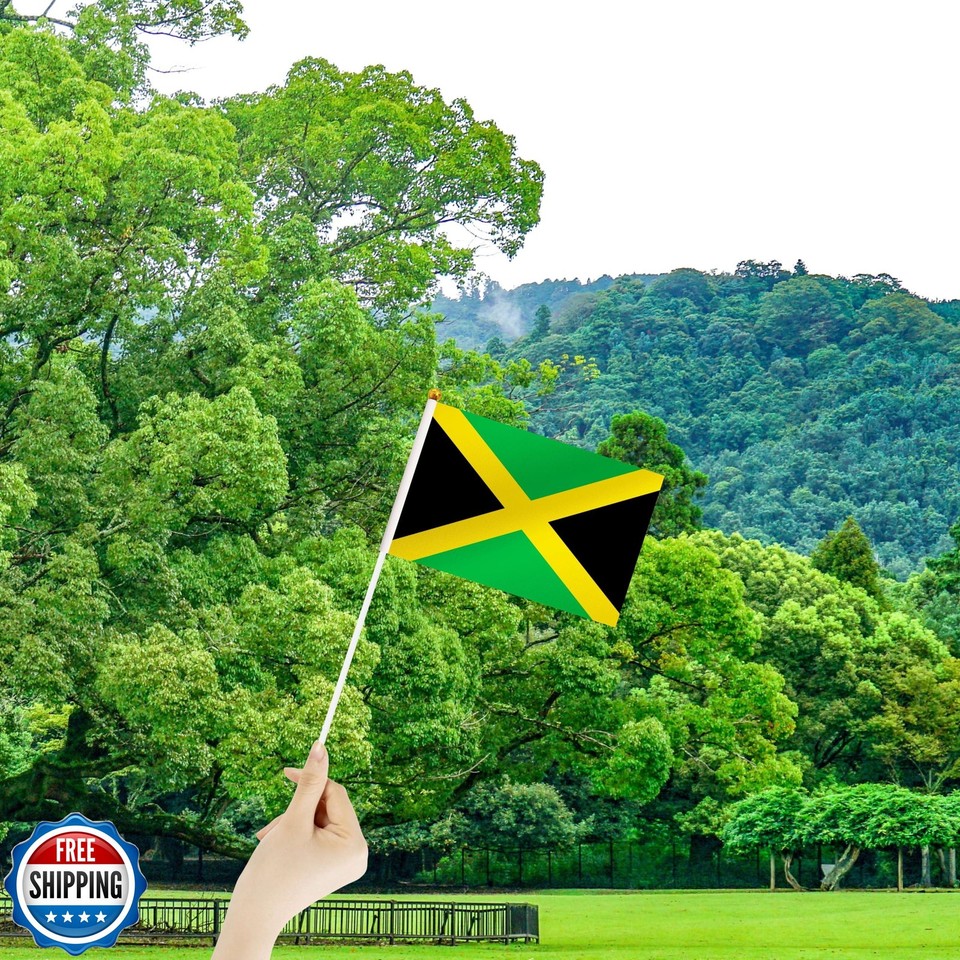 25 Pack Jamaica Hand Held Flag, Jamaican Small Mini Stick Flag ...
