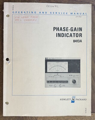HP 8413A Phase-Gain Indicator Operating and Service Manual 1974 | eBay