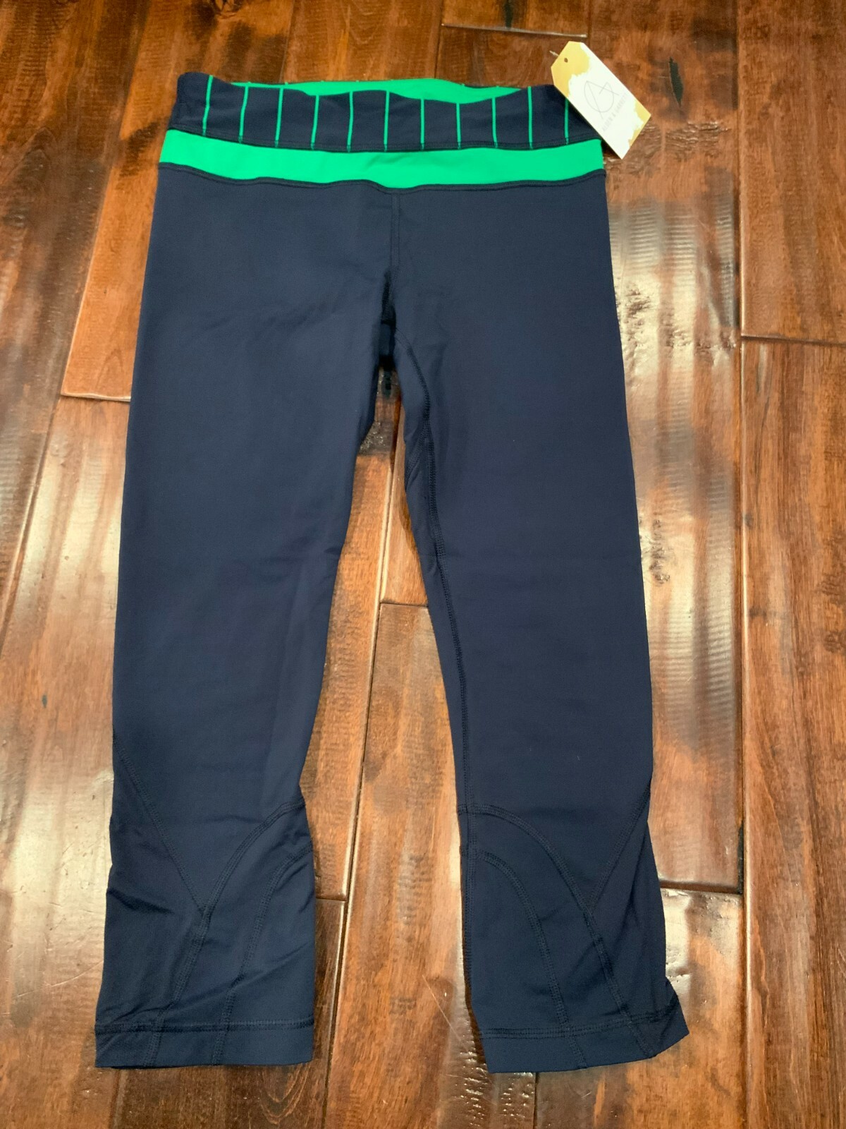 Lululemon Athletica Navy Blue Workout Capris W/ Green… - Gem