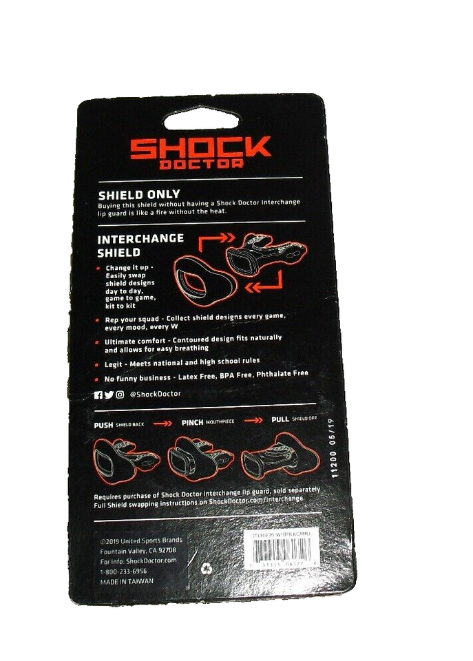 Shock Doctor Inter Change Shield Black Grey White Color New | eBay