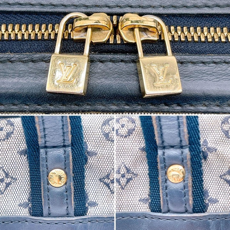 LOUIS VUITTON Monogram Mini Josephine PM Hand Bag Blue M92049 LV Auth F ...