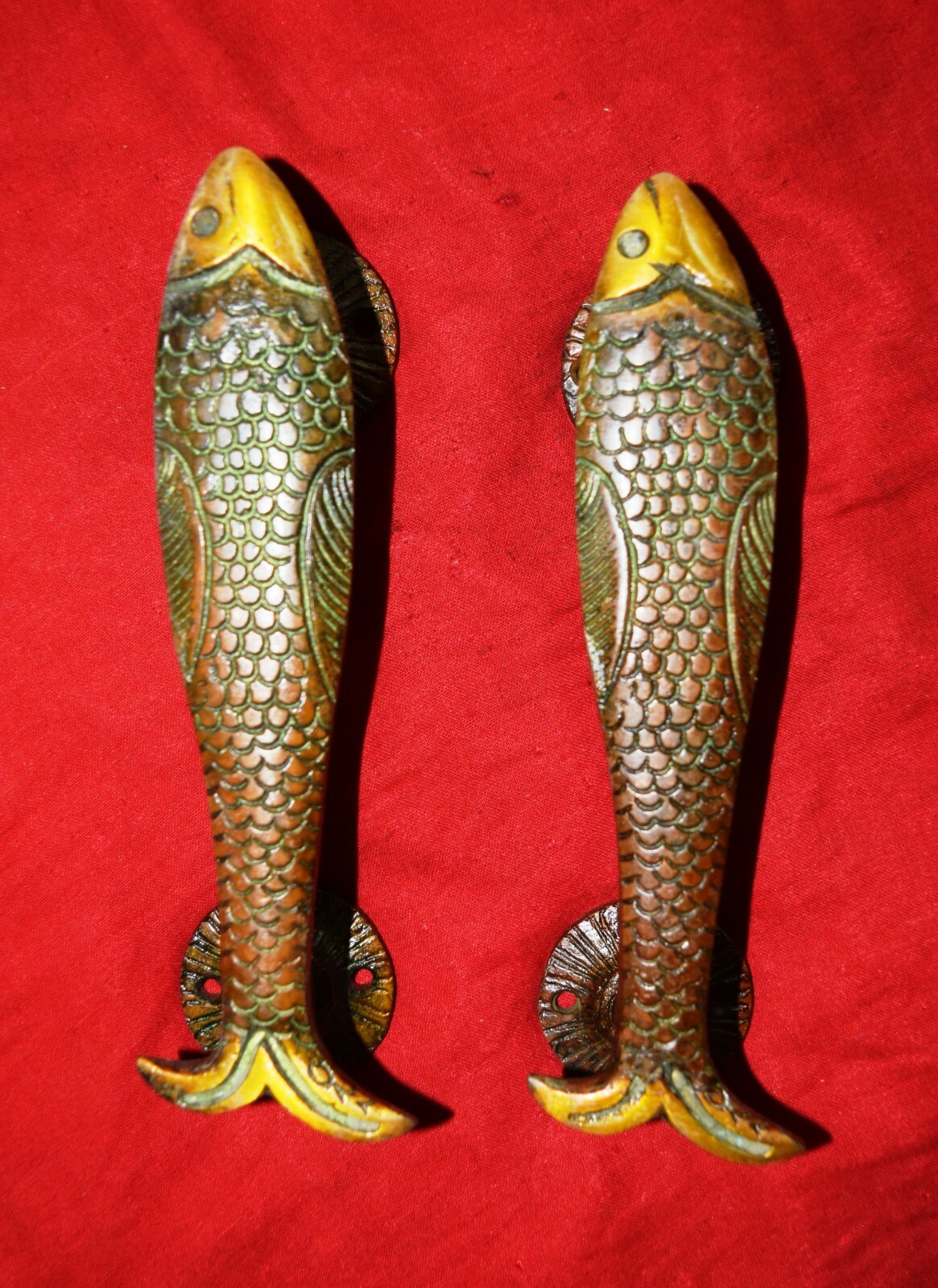 Solid Brass Handmade Fish Pair Design Handle Restaurant Kitchen Door ...
