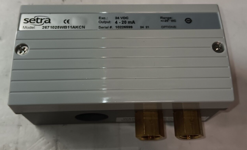 NEW SETRA 2671025WB11AKCN MODEL 267 PRESSURE TRANSDUCER 4-20mA +/-25"WC ...