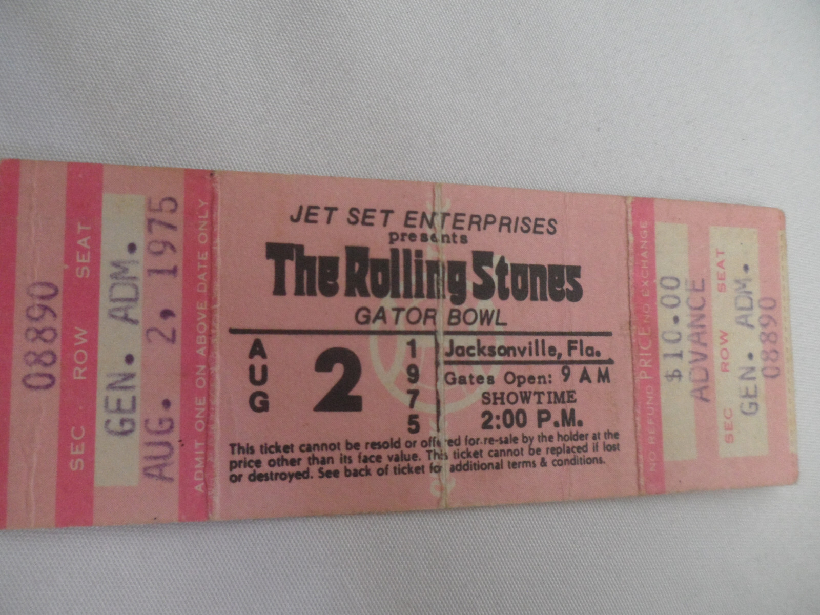 ROLLING STONES Original 1975 UNUSED CONCERT TICKET_Exile Main Street ...