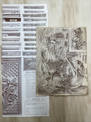 Vtg Lot of 12 Leathercraft Doodle Pages SERIES 4 Craftaid Craftools Al ...
