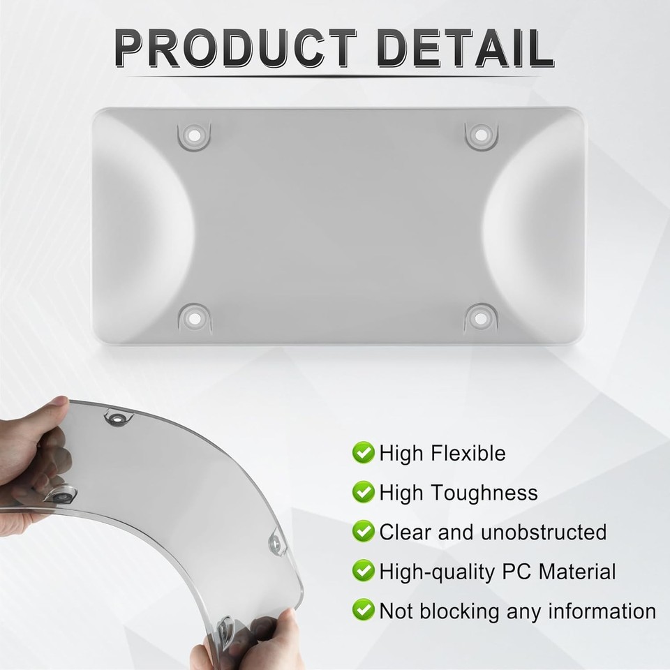 Black Grey White Heavy Duty License Plate Bubble Protector Universal US ...