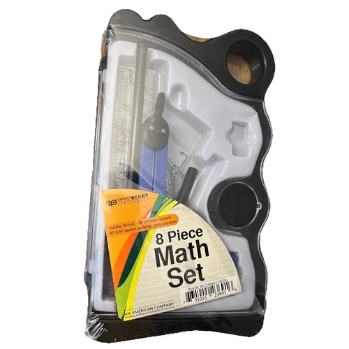 8 Pcs Math Geometry Kit Set Compass, Protractor, Ruler & More! | eBay