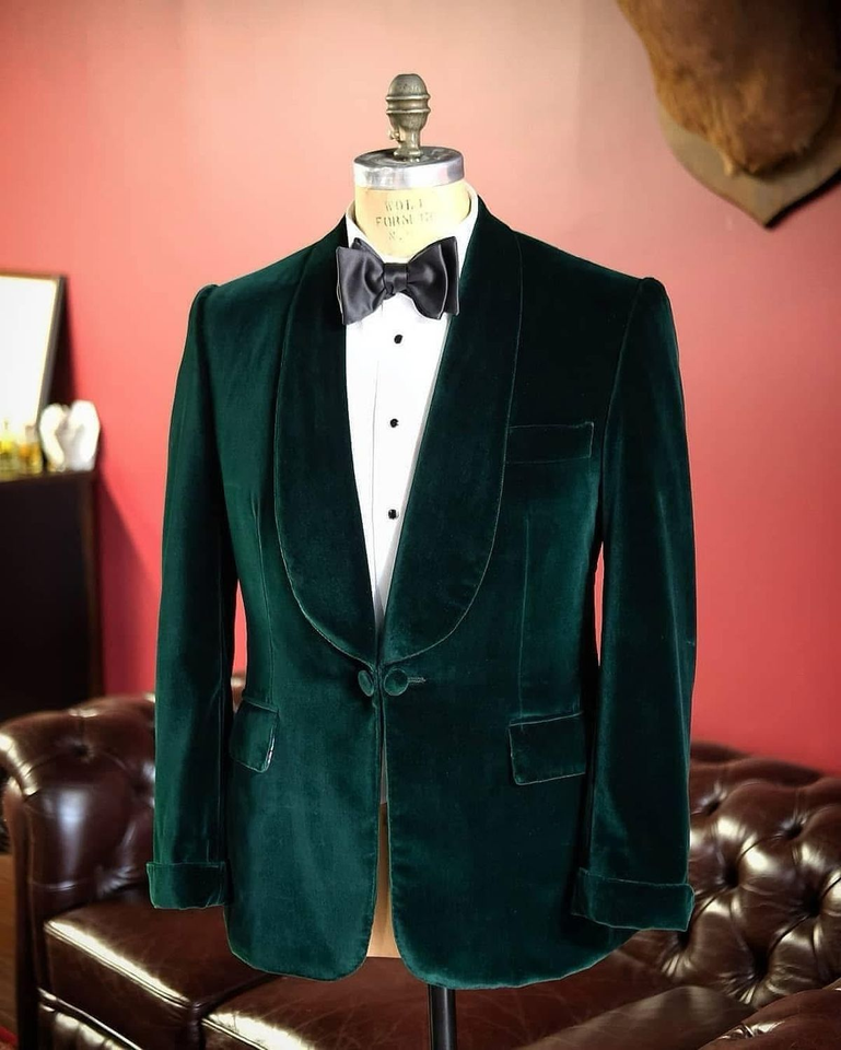 Men's Smoking Jacket Velvet Prom Party Robe Tuxedos Shawl Lapel Evening ...