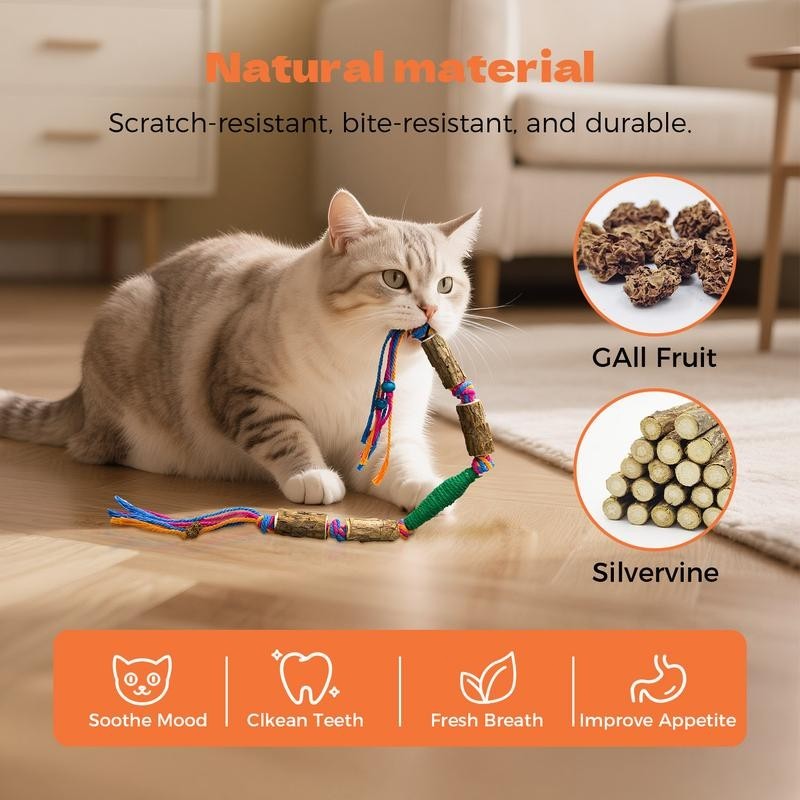 5Pcs Cat Toys Cat Chew Ropes , Safe Teeth Cleaning Toy for Indoor ...