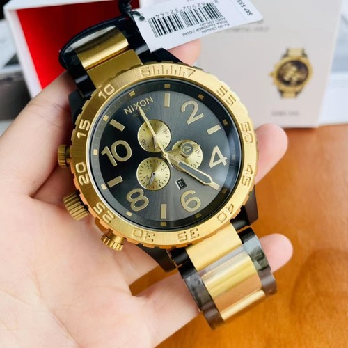 NIXON Watch New Men 51-30 CHRONO A083595 Gunmetal and Gold A083-595 ...