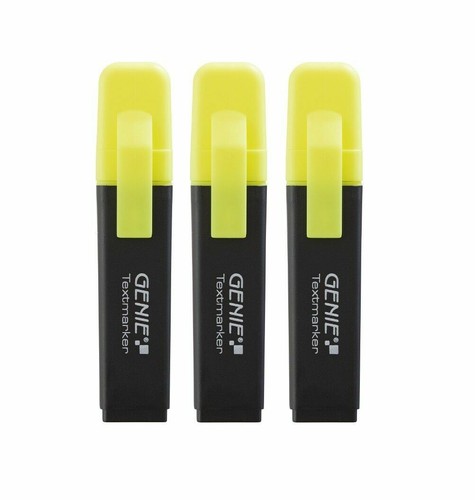3er GENIE Textmarker neon gelb mini Set Marker Highlighter Stifte ...