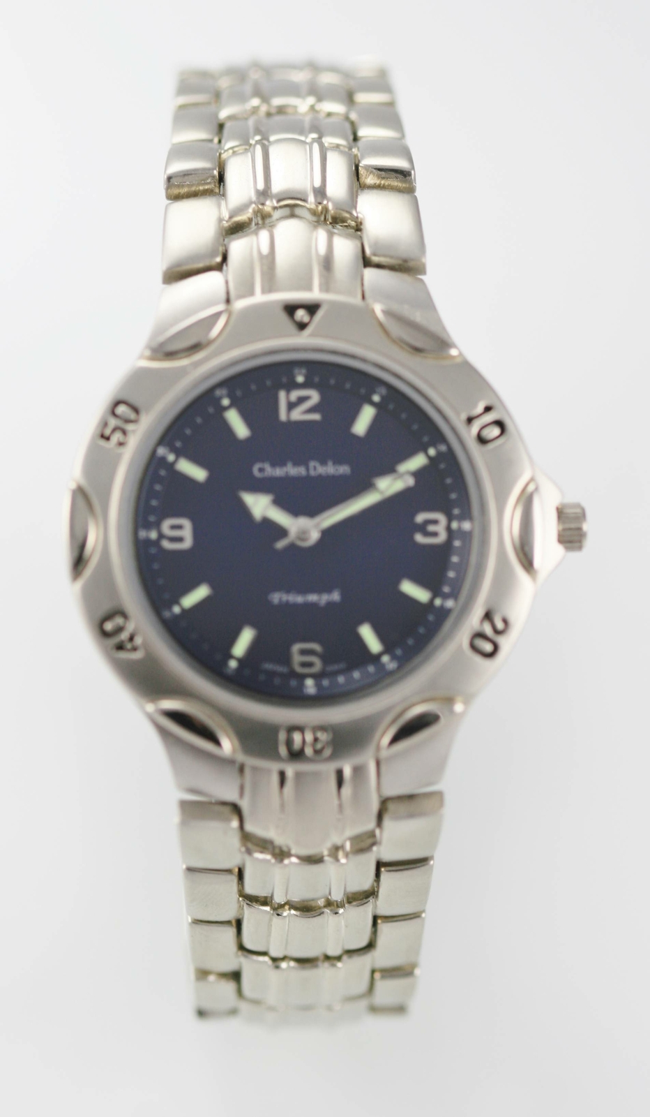 Charles Delon Watch Mens Silver Stainless Steel Battery Black Water ...