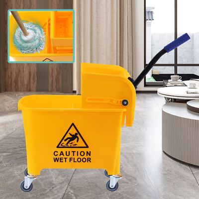 5 Gallon Mini Mop Bucket with Side Press Wringer Combo Rolling Cleaning ...