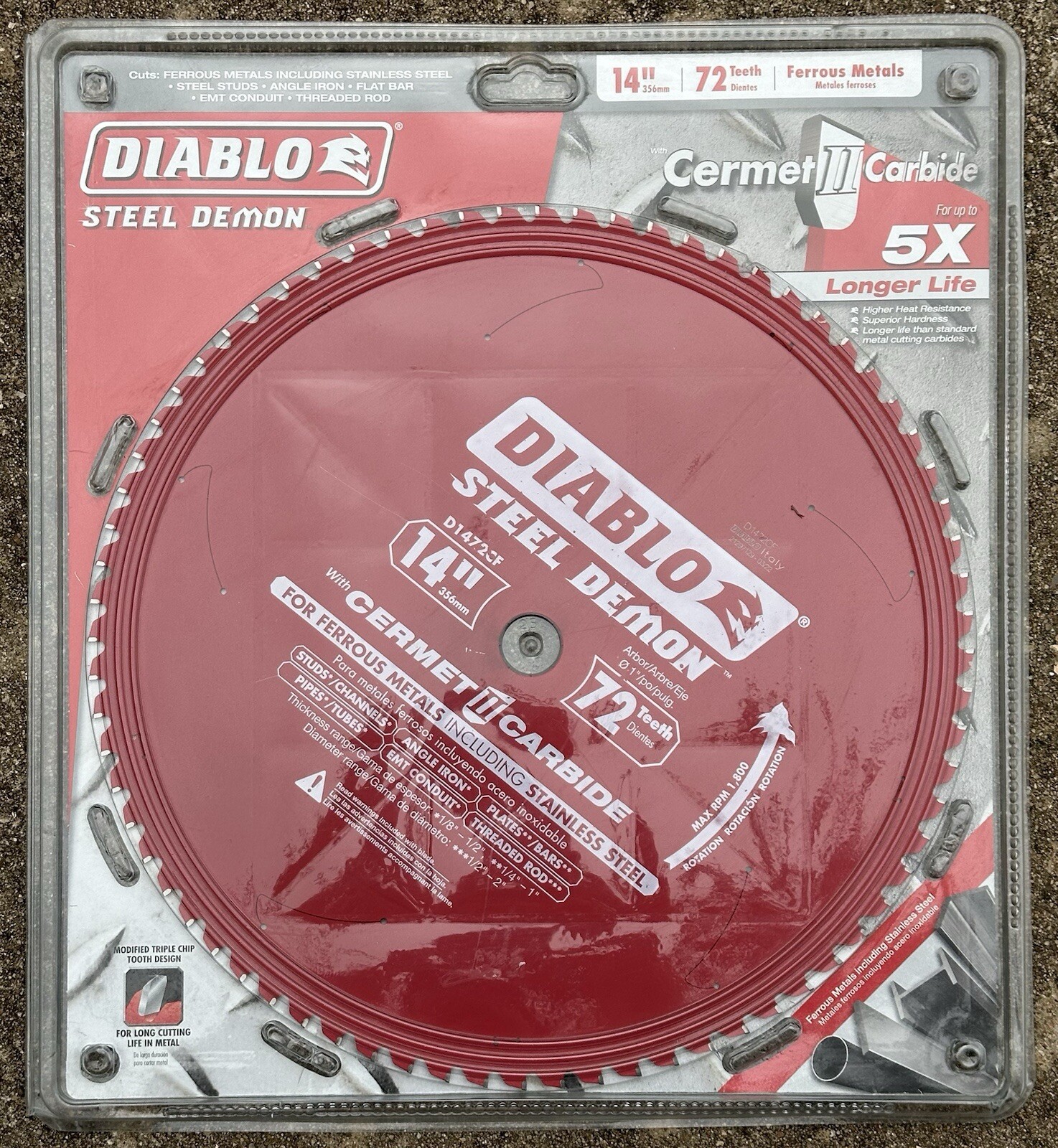 Diablo D1472CF* 14-in Steel Demon 72T Cermet II Carbide Ferrous Metal ...
