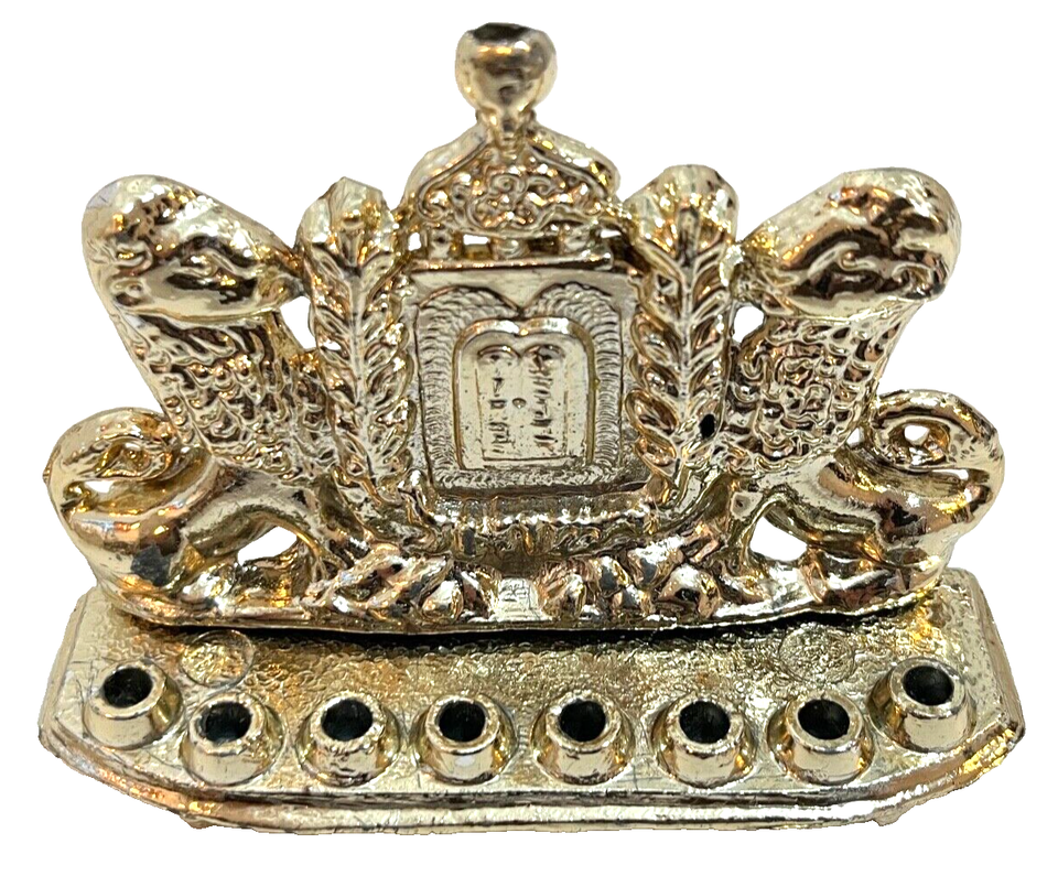 Vintage Judaica Lions Of Judah 10 Comm Hanukkah Menorah Judaism Jewish ...