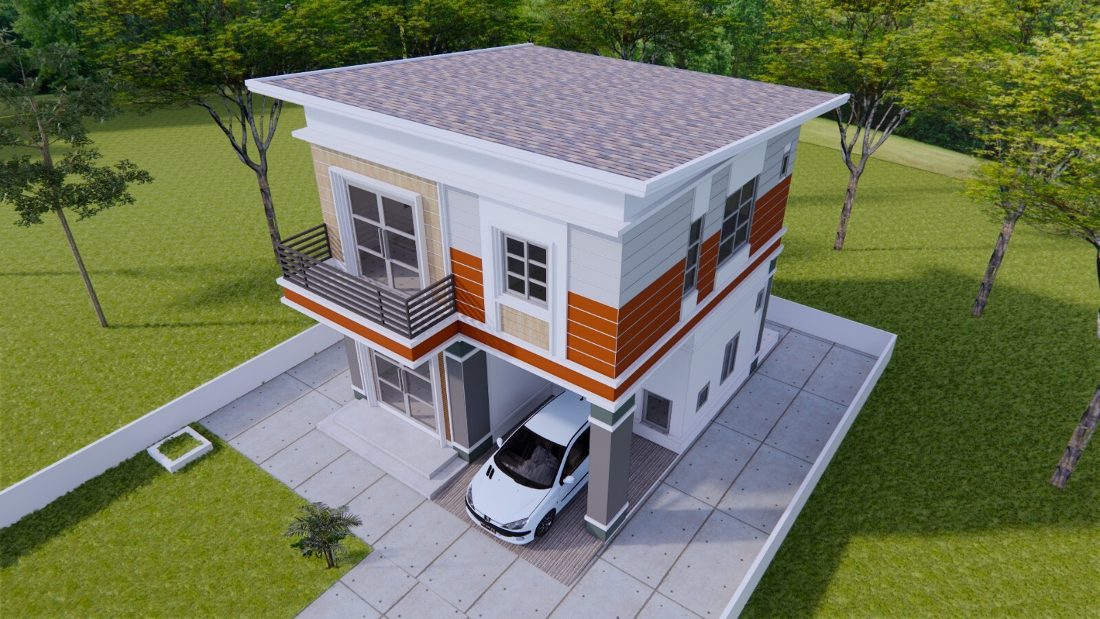 23x23 Feet House Plan 7x7 Meter 3 Bed 3 Bath Shed Roof PDF Plan (A4 ...