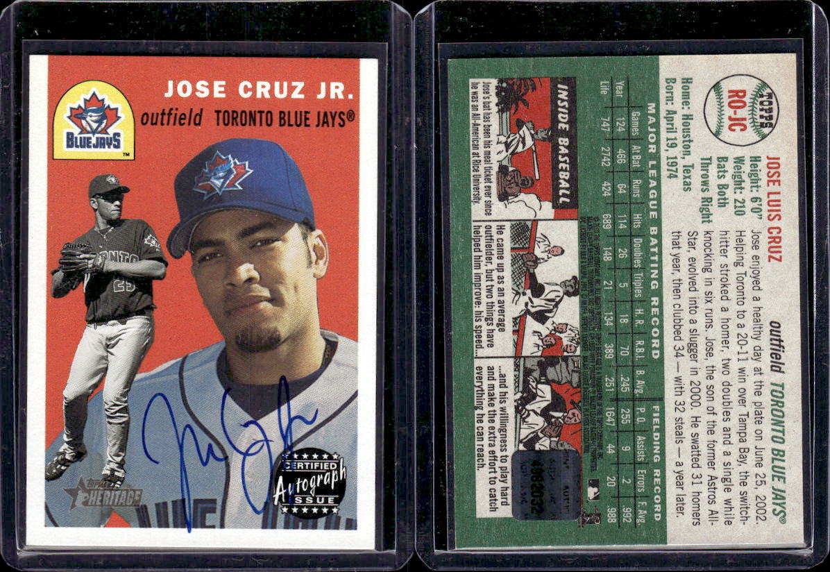 2003 Topps Heritage Real One Autographs #JC Jose Cruz Jr. B - EXCAT ...