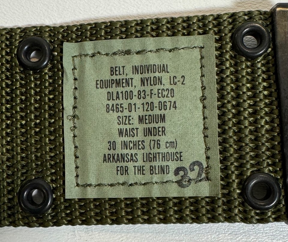 New USGI LC-2 Individual Equipment Pistol Web Belt OD Green Size Medium ...