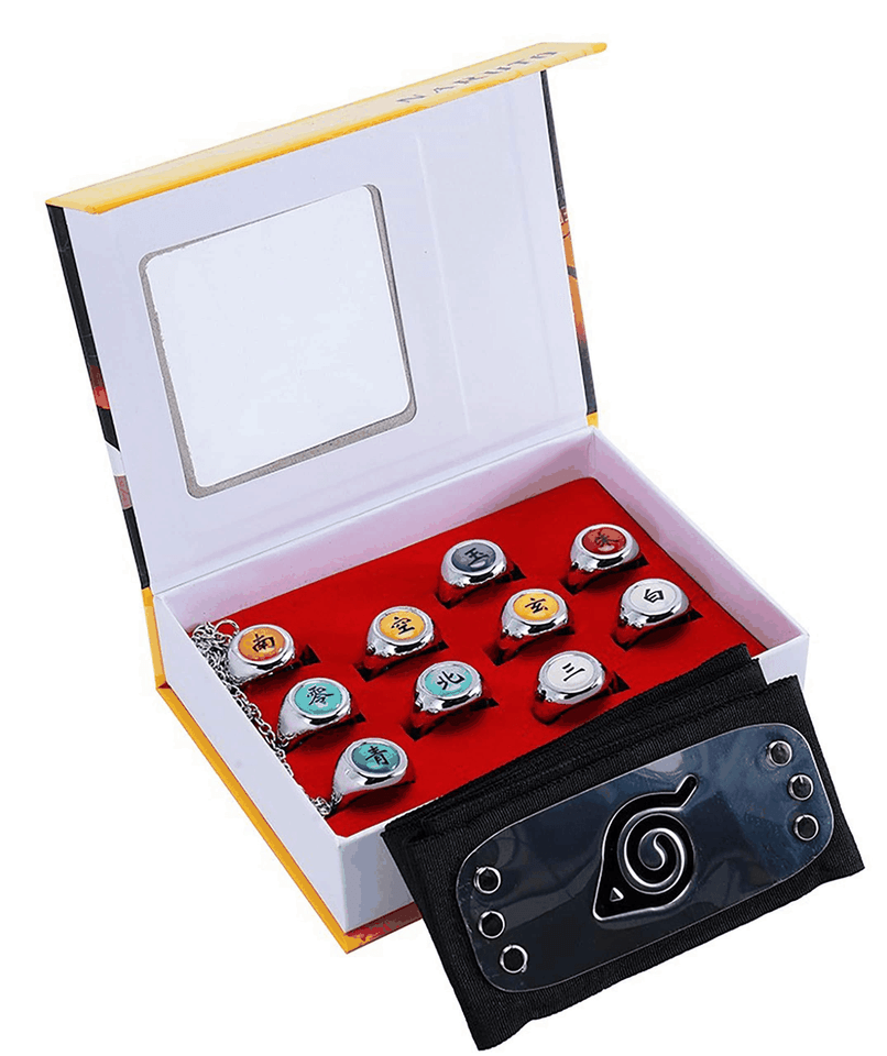 Akatsuki Rings Set 10pcs With Hairband and Chain Cosplay Itachi ...